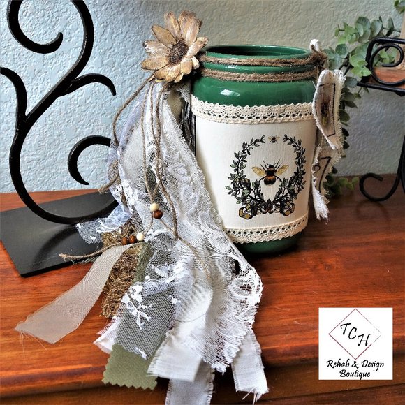 The Crafty Hobbit | Accents | Vintage Bee Decor Honey Bee Storage Jar ...